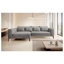 Ecksofa Home Affaire "Cross, mit softem Sitz, L-Form, wendbare Zierkissen, Breite 284 cm", grau (granit grau), B:284cm H:82cm T:172cm, 88% PES; 12% Nylon, Sofas, Ecksofa, Couch mit vielen Kissen, stylische Kreuznaht, elegante Metallf&uuml;&szlig;e