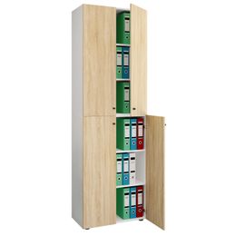 Aktenschrank Vcm, B:70cm T:40cmwei&szlig;, sonoma, eiche, Obermaterial: 100% Holz Wood., B&uuml;ro, Schr&auml;nke, "B&uuml;roschrank B&uuml;cher Ordner Aktenschrank Lona 6fach"