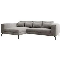 Ecksofa Home Affaire "Cross, mit softem Sitz, L-Form, wendbare Zierkissen, Breite 284 cm", grau (opal grau), B:284cm H:82cm T:172cm, 88% PES; 12% Nylon, Sofas, Ecksofa, Couch mit vielen Kissen, stylische Kreuznaht, elegante Metallf&uuml;&szlig;e