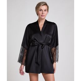Hunkem&ouml;ller Bademantel HUNKEM&Ouml;LLERschwarz, 100% Polyester, Hausm&auml;ntel, "Satin Kimono"