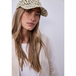 Street One Damen Baseball Cappowder beige, Web, Baumwolle, Caps, mit Animal Print