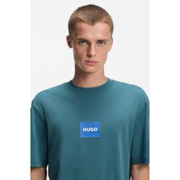 Hugo Herren T-Shirtturquoise, aqua449, Gr. M, unifarben, Single Jersey, Obermaterial: 100% Baumwolle, Shirts, Regular Fit, Kurzarm, Hugo-Print