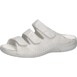 Waldl&auml;ufer Pantolette WALDL&Auml;UFER "GUNNA", Damen, Gr. 5,5 (38,5), wei&szlig;, Veloursleder, metallic, Schuhe Pantolette, Klettschuh, Sommerschuh, Komfortschuh in Bequemweite G (= weit)