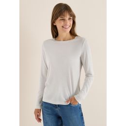 Cecil Damen Langarmshirt, wei&szlig;, Gr. XL, Glitzermuster, Stoff, 82% Viskose, 10% metallisierte Fasern, 8% Polyamid, Shirts, im Glitzer-Look
