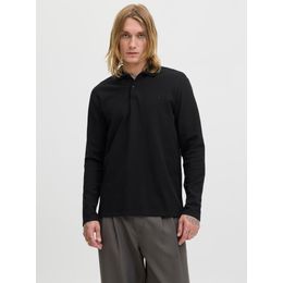 Jack & Jones JACK & JONES Herren Langarm-Poloshirt "JJEAUSTIN POLO LS NOOS", schwarz, Gr. XS, unifarben, Jersey, Obermaterial: 58% Polyester, 40% Baumwolle, 2%