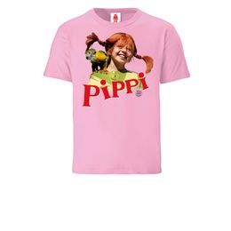 logoshirt M&auml;dchen T-Shirt "Langstrumpf & Herr Nilsson", rosa, Gr. 140, bedruckt, 100% Baumwolle, Shirts, mit lizenziertem Print