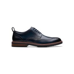Clarks Herren Schn&uuml;rschuh "Aldwin Limit", Gr. 43, blau, Leder, Schuhe, im handgefertigten Brogue-Design