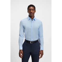 BOSS Herren Businesshemd "Hank", blau, Gr. 43, unifarben, Popeline, Obermaterial: 96% Baumwolle, 4% Elasthan, Hemden, Kentkragen, Slim-Fit,