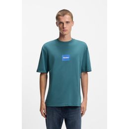 Hugo Herren T-Shirtturquoise, aqua449, Gr. L, unifarben, Single Jersey, Obermaterial: 100% Baumwolle, Shirts, Regular Fit, Kurzarm, Hugo-Print