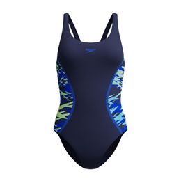 Speedo Damen Badeanzug "Hyperboom Splc Msclbk", 38, N-Grnvy, blu, Obermaterial: 100% Polyester, Badeanz&uuml;ge, Muscleback-Stil mit mittlerer Abdeckung,