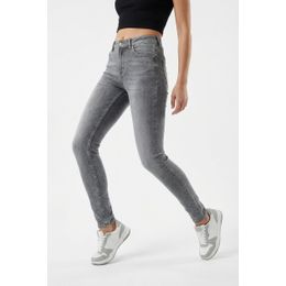 Skinny-fit-Jeans Only "ONLBLUSH MID WAIST SKINNY DNM DOT", Damen, Gr. L, L&auml;nge 30, grau denim, Denim/Jeans, Obermaterial: 92% Baumwolle, 6% Elastomultiester, 2% Elasthan, unifarben, skinny fit lang, Jeans