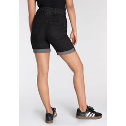 Arizona Damen Jeansbermudas, schwarz, Basic, Gr. 38, Denim/Jeans, Obermaterial: 81% Baumwolle, 17% Polyester, 2% Elasthan, Jeans, weite Passform,