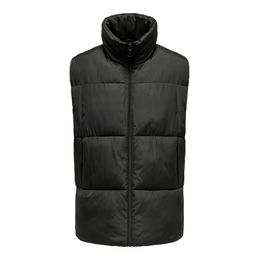 Only & Sons ONLY & SONS Herren Steppweste "ONSDAVID OTL LIFE VEST", schwarz, Gr. S, unifarben, Web, Obermaterial: 100% Polyester, Westen