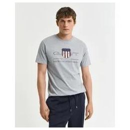 T-Shirt Gant "REG ARCHIVE SHIELD SS T-SHIRT", Damen, Gr. 3XL, grau (grau melange), Jersey, Obermaterial: 100% Baumwolle, regular fit h&uuml;ftlang, Rundhals, abgesteppte Kante, Shirts T-Shirt, mit Logodruck auf der Brust