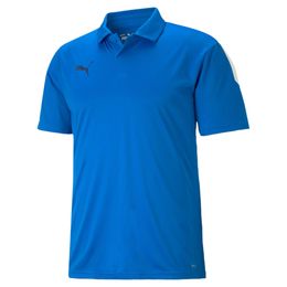 Puma Herren Poloshirt "TEAMLIGA SIDELINE POLO", blau, Gr. S, unifarben, Interlock, Obermaterial: 100% Polyester, Shirts, gerade Passform, Kurzarm,