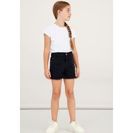 name it M&auml;dchen Shorts "NKFROSE HW MOM DNM SHORT", schwarz, Gr. 122, unifarben, Denim/Jeans, Obermaterial: 80% Baumwolle, 18% Polyester, 2% Elasthan,