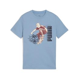 Puma Jungen T-Shirt "MID90S GRAPHIC TEE I B", blau, Gr. 176, bedruckt, Jersey, Obermaterial: 100% Baumwolle, Shirts, sportliche Passform, mit