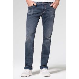 CAMP DAVID Herren Regular-fit-Jeans, blau, Gr. 40, Abriebeffekte, Denim/Jeans, Material: 98% Baumwolle, 2% Elasthan, Jeans, M&uuml;nztasche mit Ziernaht