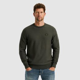PME-Legend PME LEGEND Herren Rundhalspullover "American classic Buckley knit", grau, Gr. M, unifarben, Strick, Obermaterial: 100% Baumwolle, Pullover, mit Logo