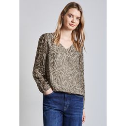 Street One Damen Langarmbluse, beige, Gr. 38, bedruckt, Stoff, Obermaterial: 100% Polyester; Futter: 100% Modal, Blusen, mit grafischem Muster