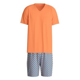 Calida Damen Shorty "Relax Imprint 4", Gr. S, orange, Single Jersey, Obermaterial: 100% Baumwolle, Homewear-Sets, mit V-Ausschnitt und kurzen &Auml;rmeln,