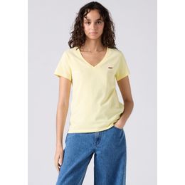 Levi's V-Shirt LEVI'S "Perfect Tee", Damen, Gr. XS (34), gelb (french vanilla), Jersey, Obermaterial: 100% Baumwolle, Basic, figurbetont h&uuml;ftlang, V-Ausschnitt, abgesteppte Kante, Shirts, mit kleinem Batwing- Logo