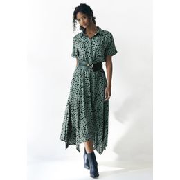 Lascana Damen Druckkleid "mit Punktedruck und asymmetrischem Saum, Midikleid", gr&uuml;n, Gr. 38, bedruckt, Web, Obermaterial: 100% Viskose, Kleider,