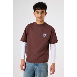 T-Shirt Garcia, Jungen, Gr. 176, mahogany, Jersey, Obermaterial: 100% Baumwolle, bedruckt, regular fit normal, Rundhals, gerader Abschluss, Shirts T-Shirt, mit Print for BOYS