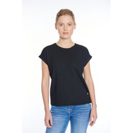 ZABAIONE Damen Kurzarmshirt "Al44legra", schwarz, Gr. L, unifarben, Jersey, Obermaterial: 95% Polyester, 5% Elasthan, Shirts, Crinkle-Ware
