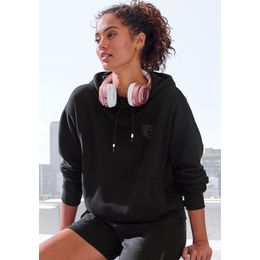 Buffalo Damen Kapuzenpullover, Gr. 44, schwarz, Sweatware, Obermaterial: 60% Baumwolle, 40% Polyester. Kapuzenfutter: 60% Baumwolle, 40% Polyester,