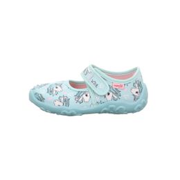 Superfit M&auml;dchen Hausschuh "BONNY WMS: Mittel", Gr. 23mint, wei&szlig; einhorn, Baumwolle, bedruckt, Schuhe, Kindergartenschuh mit Einhorn-Motiv,