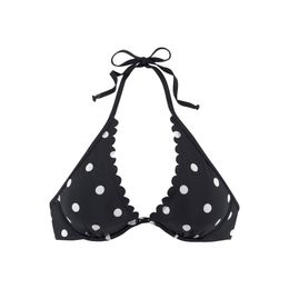 Lascana Damen B&uuml;gel-Bikini-Top "Jada", schwarz-wei&szlig;, Gr. 42, gepunktet, Polyamid, Bikini-Oberteile, mit Muschelkante und Punktedesign