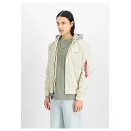 Bomberjacke Alpha Industries "MA-1 TT Hood Light", Herren, Gr. L, wei&szlig; (vintage wei&szlig;), Obermaterial: 100% Nylon, Futter: 100% Nylon, Kapuze: 75% Baumwolle, 25% Polyester, Jacken Bomberjacke