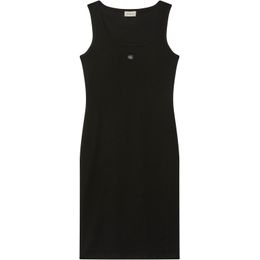 Damen Minikleid "BABY RIB WOVEN LABEL", schwarz, Gr. S, Calvin Klein Jeans, unifarben, Jersey, Obermaterial: 95% Baumwolle, 5% Elasthan, Kleider,