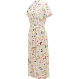 Ragwear Damen Sommerkleid "Sawira Long Print"elfenbeinfarben, Gr. M, Material: 100% Viskose, Kleider, Gemustertes Midikleid mit Knopfleiste