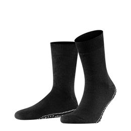 Falke Herren Haussocken "Homepads", Gr. 43, schwarz, Baumwollmischung, unifarben, Socken, mit Pl&uuml;sch & rutschhemmender Sohle, atmungsaktiv