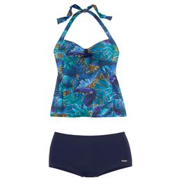 Lascana Damen Tankini, blau, Gr. 38, bedruckt, Polyamid, Bikini-Sets, mit Hotpants