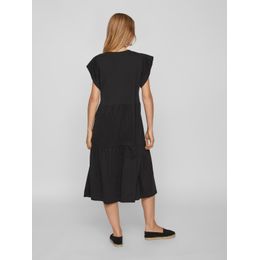 Vila Damen Sommerkleid "VISUMMER S/S MIDI DRESS - NOOS", schwarz, Gr. XXL, unifarben, Jersey, Obermaterial: 50% Baumwolle, 50% Polyester, Kleider