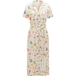 Ragwear Damen Sommerkleid "Sawira Long Print"elfenbeinfarben, Gr. S, Material: 100% Viskose, Kleider, Gemustertes Midikleid mit Knopfleiste