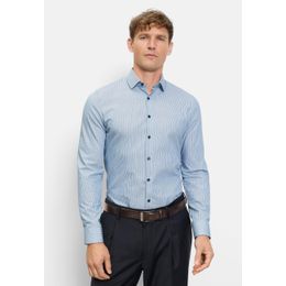 Businesshemd OLYMP "OLYMP No. Six 24/Seven, super slim, Modern Kent", Herren, Gr. 39, Normaler Arm, bleu, 64% Baumwolle, 27% Polyester, 9% Elasthan, Hemden