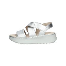 Gabor Damen Keilsandalette "Gabor Sandalen Leder", Gr. 38,5silber, Leder, Schuhe