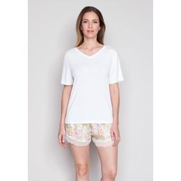 JOOP! Pyjamaoberteil JOOP, Damen, Gr. 38, cloud dance, Jersey, Obermaterial: 95% Modal, 5% Elasthan, bequem h&uuml;ftbedeckend, V-Ausschnitt, Shirts, mit V-Ausscshnitt und kurzem Arm