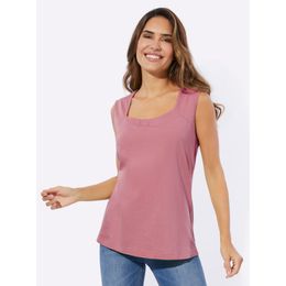 Classic Basics Damen Shirttop, rosa, Gr. 44, gebl&uuml;mt, gemustert, mehrfarbig, 100% Baumwolle, Tops