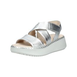 Gabor Damen Keilsandalette "Gabor Sandalen Leder", Gr. 38,5silber, Leder, Schuhe