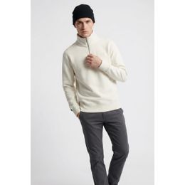 Superdry Herren Sweatshirt "ESSENTIAL LOGO HENLEY"birch, Gr. L, unifarben, angeraute Sweatware, Obermaterial: 70% Baumwolle, 30% Polyester,