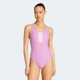 Damen Badeanzug "3-STREIFEN V-BACK", lila, Gr. 44, adidas Performance, Obermaterial: 78% Polyamid, 22% Elasthan, Badeanz&uuml;ge, sportlicher Schnitt,