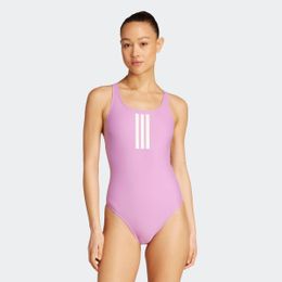 Damen Badeanzug "3-STREIFEN V-BACK", lila, Gr. 36, adidas Performance, Obermaterial: 78% Polyamid, 22% Elasthan, Badeanz&uuml;ge, sportlicher Schnitt,