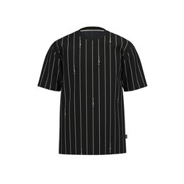 TRIGEMA Herren T-Shirt "TRIGEMA T-Shirt mit Allover Streifen-Muster"schwarz, Basic, Gr. L, Single Jersey, 100% Baumwolle, Shirts