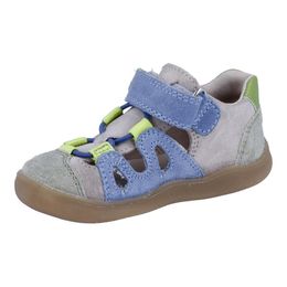 Richter Jungen Barfu&szlig;schuh "Samy", Gr. 25, blau, Glattleder, Veloursleder, kontrastfarbene Details, Schuhe, Babyschuh, Klettschuh, Gr&ouml;&szlig;enschablone