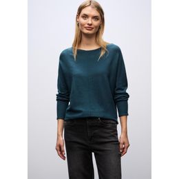 Street One Damen Rundhalspullovertide blau, Gr. 36, unifarben, Stoff, 30% Polyester, 29% Polyacryl, 21% Viskose, 20% Nylon, Pullover, aus Feinstrick